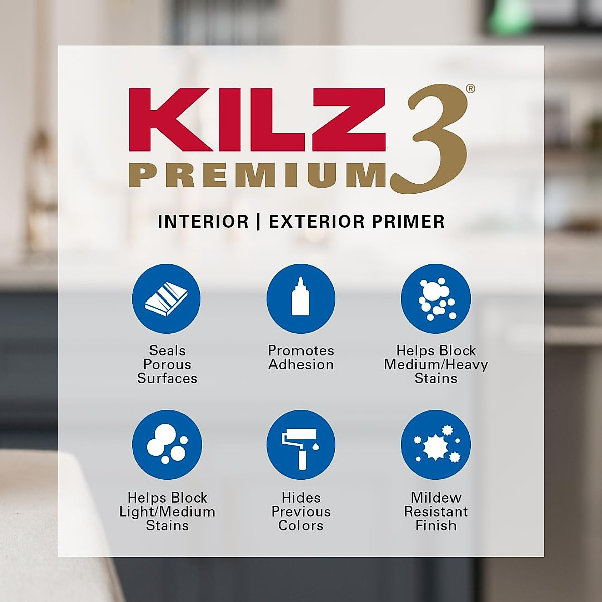 KILZ 3 Premium Primer, Interior/Exterior, 5 Gallon
