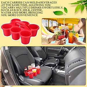 Uiifan 4 Pcs Drink Carrier Plastic Cup Holder Portable Drink Holder Reusable Cup Carrier with Compartment and Handle Food Delivery Accessories for Coffee Beverage Storage Organization Service Supplies