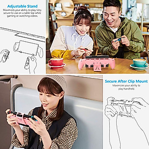 Switch Pink Grip Compatible with Nintendo Switch, OIVO Ergononmic Hand Grip, Upgraded with Adjustable Stand for Nintendo Switch- Pink