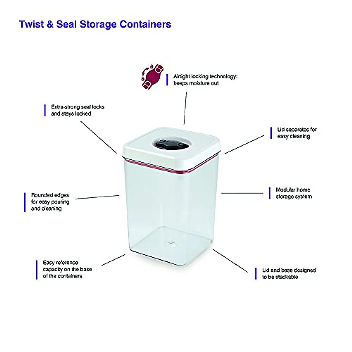 Zyliss Twist & Seal 3.6L Container, 4 litre, Clear/White