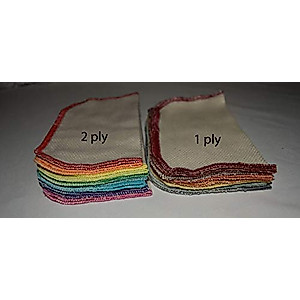 2 Ply Organic Cotton Flannel Washable Baby Wipes 8x8 Inches Set of 10 Assorted Earthtones Edging