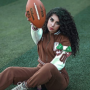 Kuscul 5 Rolls Football Wired Edge Ribbon 2.5 Inches x 25 Yard Rugby Ball Ribbon Sport Stitching Satin Wired Ribbon for Sport Team Party Decor Gift Wrapping Decor Hair Bow Sewing Wreath Crafts