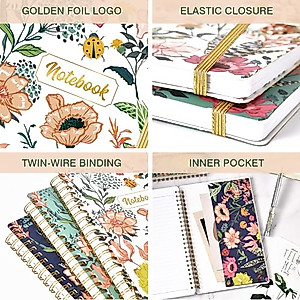 Spiral Notebook - 3 Pack A5 Lined Spiral Notebook, 5.7" x 8.4", 3 x 160 Pages, College Ruled Notebook, Spiral Notebook with Thick Paper, Back Pocket, Round Corner, Notebooks for Office & School & Home