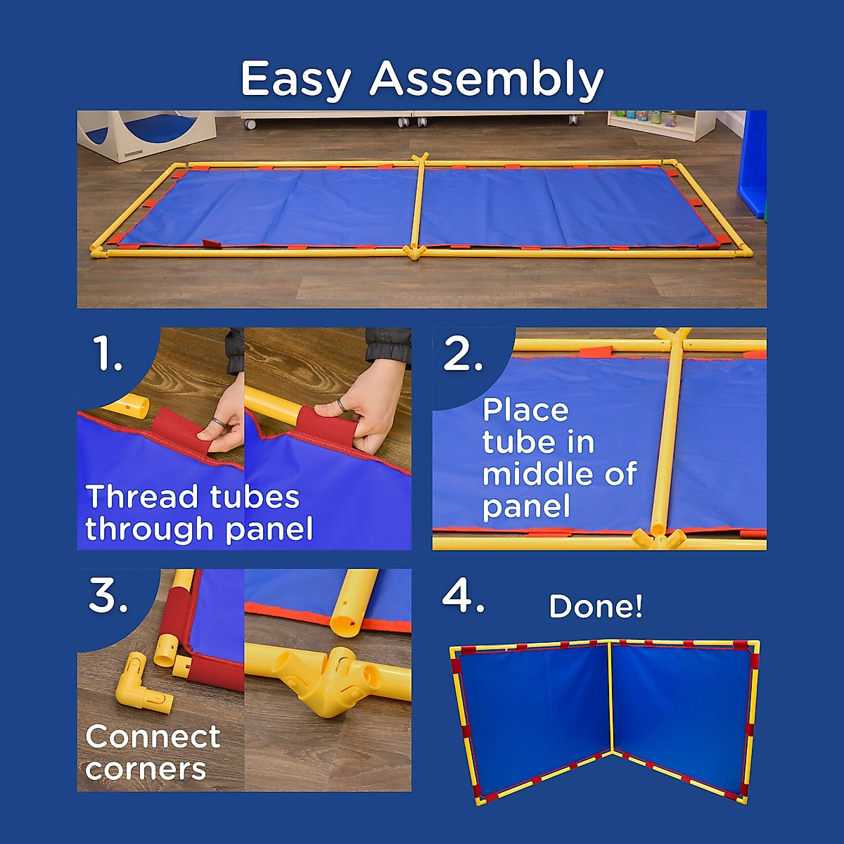 Children's Factory Big Screen Right Angle PlayPanel, Kids Room Divider, Classroom Privacy Screen, Blue