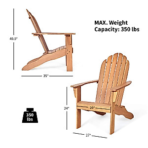 Giantex Adirondack Chair Set of 2 Acacia Wood Outdoor Chairs with 350 lbs Weight Capacity, Lounge Chair Armchair for Yard, Patio, Garden, Poolside, Balcony, Deck Fire Pit Chairs, Natural