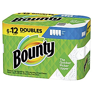 Bounty Select-A-Size Paper Towels, White, 6 Double Rolls = 12 Regular Rolls
