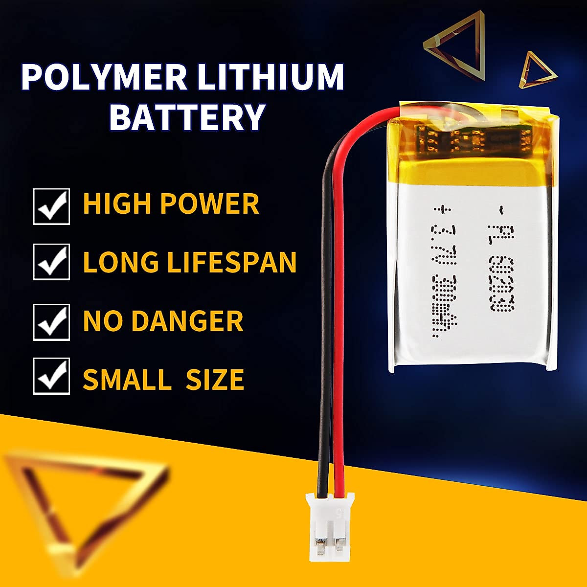WALKINGLY 3.7V 300mAh 602030 Lipo Battery Rechargeable Lithium Polymer ion Battery Pack with PH2.0mm JST Connector