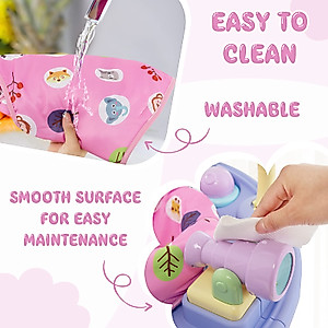 BABY JOY Baby Bouncer Activity Center, 3 in 1 Activity Center & Table | Infant Play Mat, Bouncing Activity Saucer w/Music, 3 Adjustable Height, 360° Seat, Exersaucer for Babies 0-24 Months (Pink)