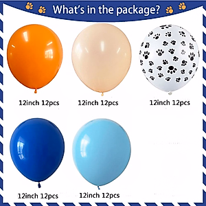 12 Inch 60 Pcs Blue and Orange Latex Balloons Kit Dark Light Blue Orange Wedding Party Decorations Basketball Birthday Bridal Baby Shower Decor Supplies Kids Boys Girls