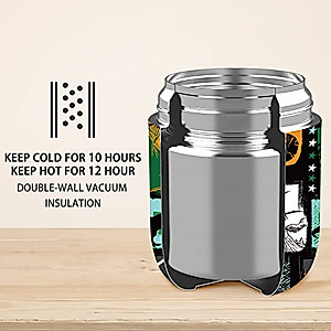 Healthlif 17oz Soup thermo for Hot Food, Kids Thermo Insulated Food Jar for School, Width Mouth Stainless Steel Hot Food Lunch Container for Kid with Spoon (B-Deep Black)