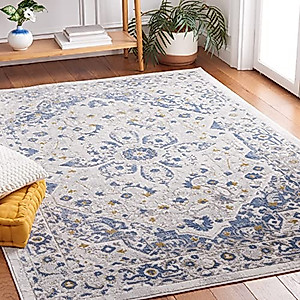 Safavieh Palma Collection 9' x 12' Beige/Light Blue PAM354A Oriental Floral Medallion Non-Shedding Area Rug