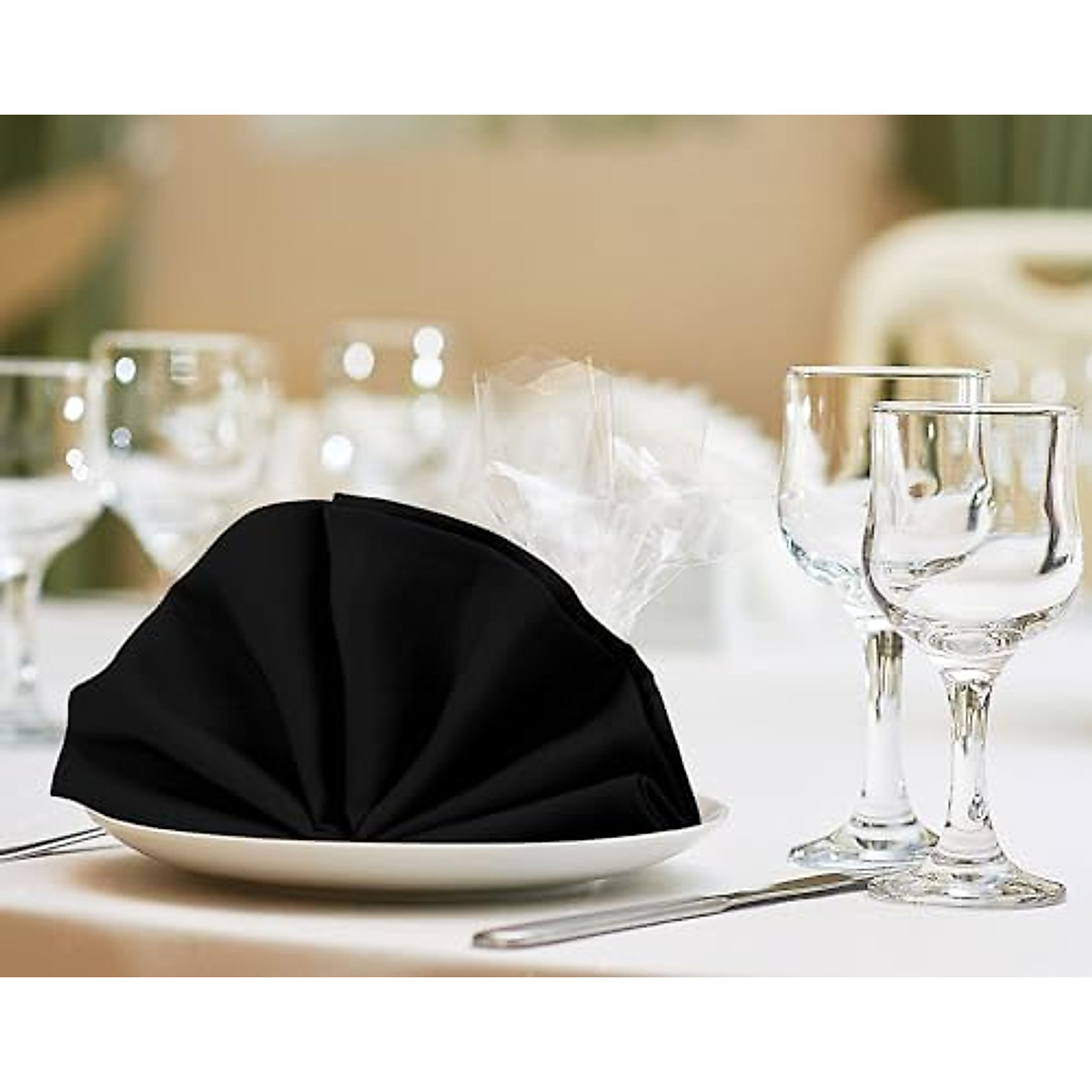 Utopia Home [24 Pack, Black] Cloth Napkins 17x17 Inches, 100% Polyester Dinner Napkins with Hemmed Edges, Washable Napkins Ideal for Parties, Weddings and Dinners