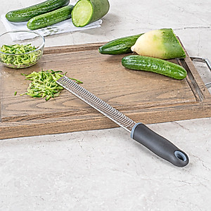 Restaurantware Met Lux 13 Inch Hand Grater 1 Zester Cheese Grater - With Handle For Zesting Lemons And Grating Cheese Stainless Steel And Plastic Rasp Grater