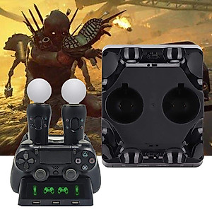 Controller Charger, Multi-Functional Dual USB Charging Dock Controller Charging Station with Green and Red Indicator Light for / Move/ VR Controller.