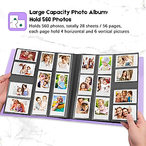 Veicevol 560 Pockets Photo Album for Fujifilm Instax Mini Camera, Album for Polaroid Photo, Photo Album for Fujifilm Instax Mini 12 11 9 40 90 8 Evo LiPlay Instant Camera, 2x3 Photo Album (Purple)