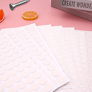 Bekecidi 12 Sheets 1160pcs Screw Hole Stickers, 3 in 1 Self-Adhesive Screw Hole Stickers Plastic Screw Cap Covers Sticker for Wood Cabinets Furniture Screws White