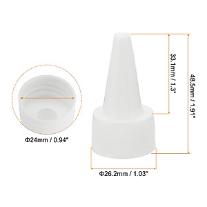 PATIKIL Twist Bottle Caps, 24Pcs 24/410 Squeeze Bottle Cap Replacement Caps for Glue Dispensing Bottles Dispensing Caps Paint Bottles, White