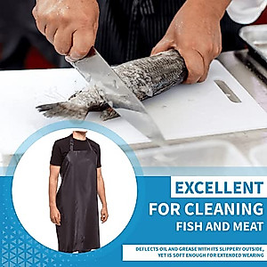 Aulett Home Waterproof Rubber Vinyl Apron Black - 35" Heavy Duty Dishwasher Apron - Stay Dry When Dishwashing, Lab Work, Butcher, Dog Grooming, Cleaning Fish - Industrial Chemical Resistant Plastic