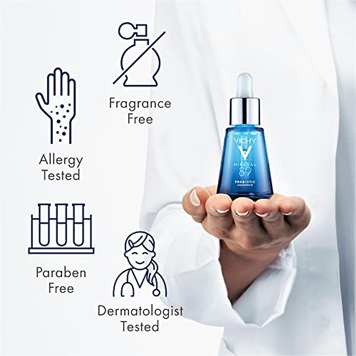 Vichy Mineral 89 Prebiotic Defense & Recovery Concentrate, Niacinamide Serum For Face, Skin Barrier Repair Seum With Antioxidants, Pore Minimizer & Hydrating Serum For Dull, Dry Skin