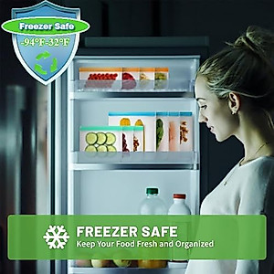 Vosyinm 12 Pack Reusable Ziplock Bags,Silicone Bags Reusable Storage,Reusable Sandwich Bags,Freezable Snack Bag for Storing Meat Lunch Fruit Veggies Snack Make-up(4 Small + 4 Medium+ 4 Large)