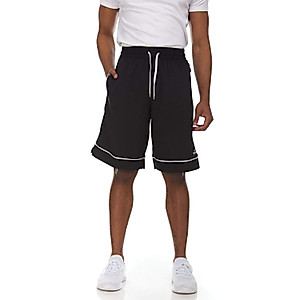 Spalding Mens Heat Performance Basketball Shorts with 10" Inseam, Black/White, L