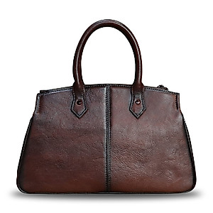 Genuine Leather Top Handle Handbag Purse for Women Handmade Retro Crossbody Satchel Purses (Coffee)