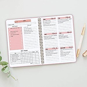 Undated Weekly Planner- Weekly Goals Notebook, A5 To Do List Planner, Habit Tracker Journal with Spiral Binding, Tracker and Goal Planner, 5.7 x 8.0 inches
