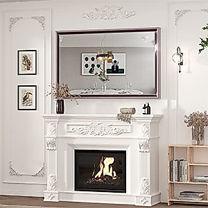 Vosuja 48 x 30 Inch Bathroom Mirrors for Vanity, Rose Gold Wall Mirror, Modern Wall Mounted Mirror for Bathroom, Rectangluar Right Angle Metal Framed Mirror (Horizontal/Vertical)