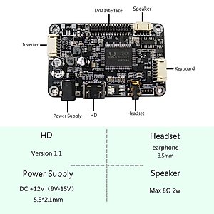 VSDISPLAY HD MI Audio LCD Controller Board VS-N5 V3 Work for 12.3 Inch 1920x720 HSD123KPW1-A30 HSD123KPW2-D10 LVDS Interface LCD Screen