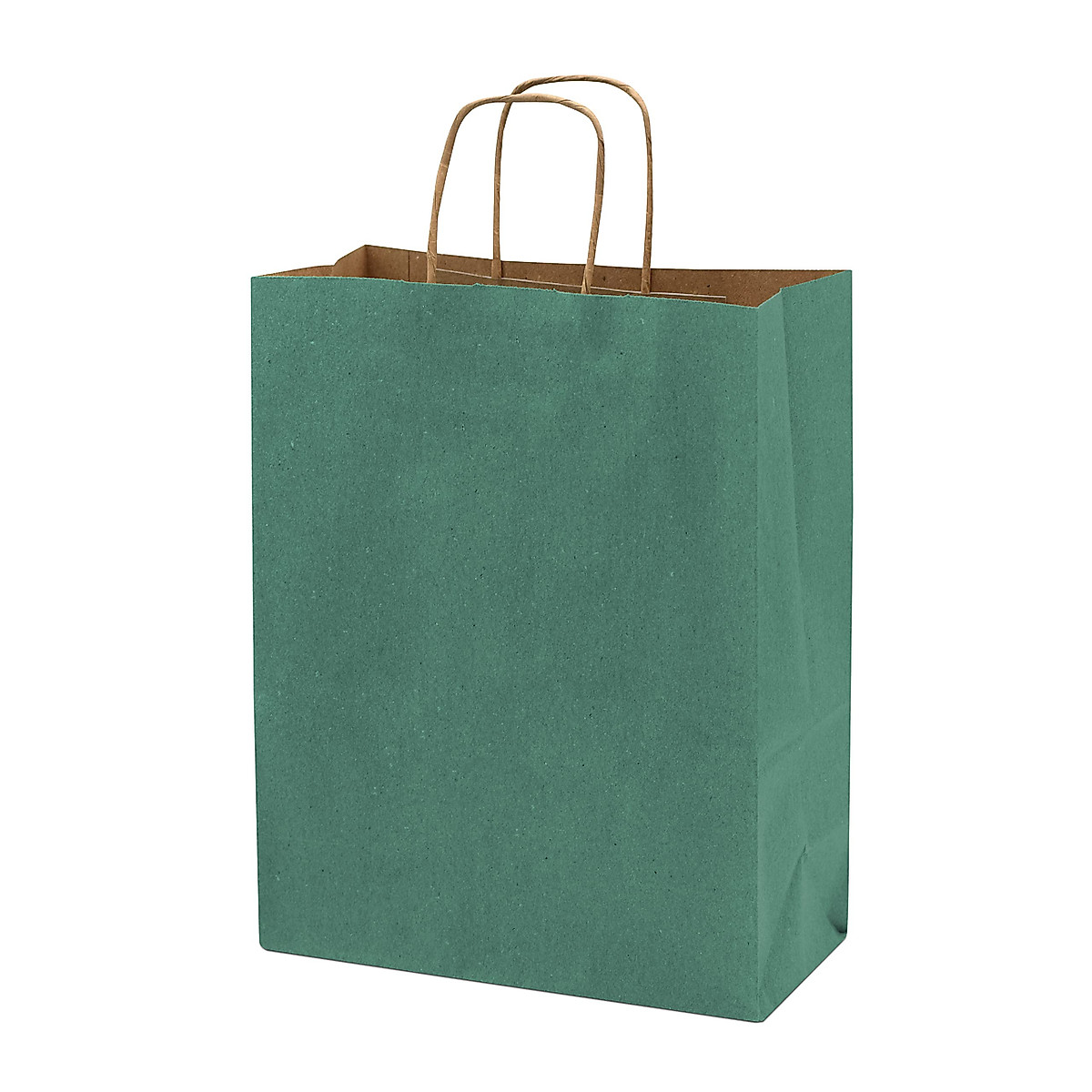 Green Gift Bags - 10x5x13 Inch 50 Pack Medium Kraft Paper Shopping Bags with Handles, Craft Totes in Bulk for Boutiques, Small Business, Retail Stores, Birthday Parties, Jewelry, Merchandise, Bulk