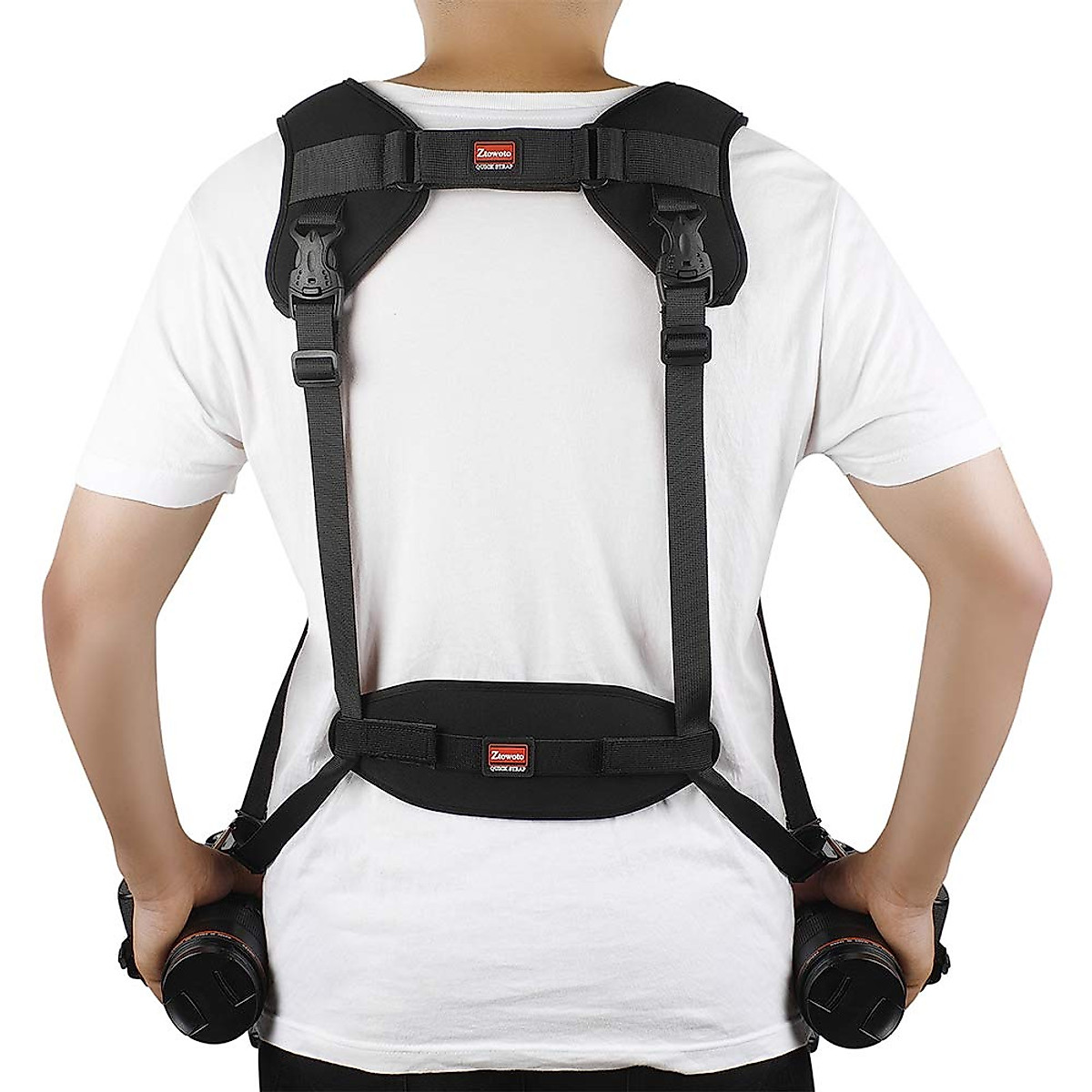 ztowoto Camera Strap Double Shoulder Camera Strap Harness Quick Release Adjustable Dual Camera Tether Strap with Safety Tether and Lens Cleaning Cloth for DSLR SLR Camera