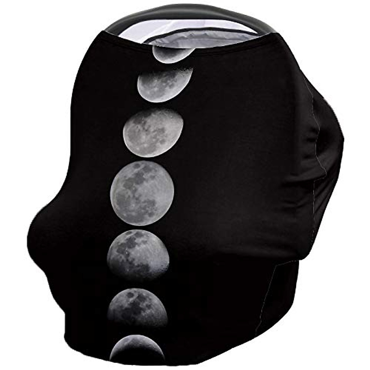 Baby Nursing Covers for Breastfeeding, Baby Car Seat Canopy Covers Scarf for Boys Girls, Phases of The Moon Canopy, Stretchy Soft Breathable Poncho Infant Stroller Cover, Black