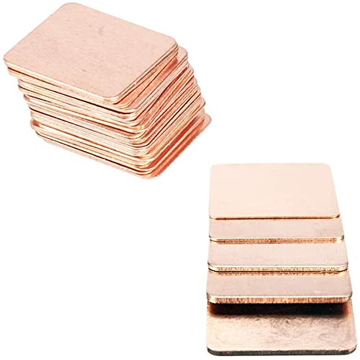 Easycargo 40pcs 6 Sizes 20mm Copper Pad Shim Thermal Assortment Kit, Pure Copper Heatsink C1100, Low Profile Thermal Plate Cooler for Cooling CPU GPU VGA RAM VRM VRAM PS5 SSD NVMe M.2 2280 2242 2230