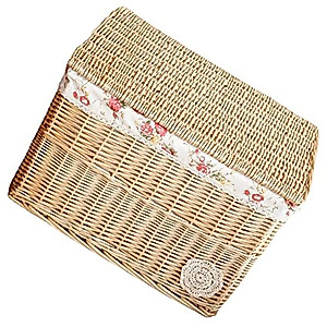 Alipis 2pcs box Rattan Cube for Liner Woven with Printed Desktop Bathroom Container Bedroom Cosmetic and Wicker Lid Bin Rectangular Flower Clo Clothes Organizer Rectangle Storage