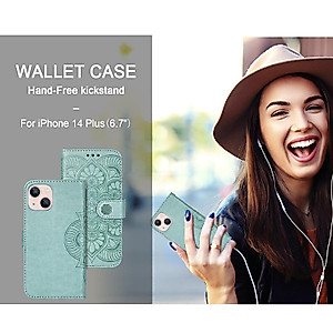 Ateeky iPhone 14 Plus Wallet Case,[Stand Feature] Protective PU Leather Flip Cover with Credit Card Slot [Magnetic Closure] for iPhone 14 Plus (Green)