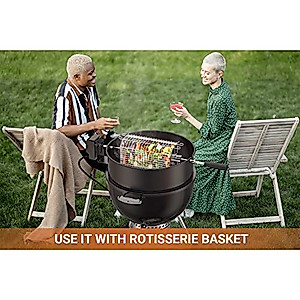 onlyfire Upgrade Chrome Plated Steel Rotisserie Ring Kit for Weber 18 Inch Kettle Charcoal Grills