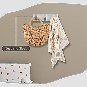 Wesiti 2 Pack Wall Mounted Coat Rack, Floating Door Wall Coat Rack with Retractable Hooks Aluminum Space Saving Hangers Hook Rail for Entryway Bathroom Hat Towel