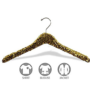 The Great American Hanger Company Gold Sequined Wooden Display Hanger, Box of 3