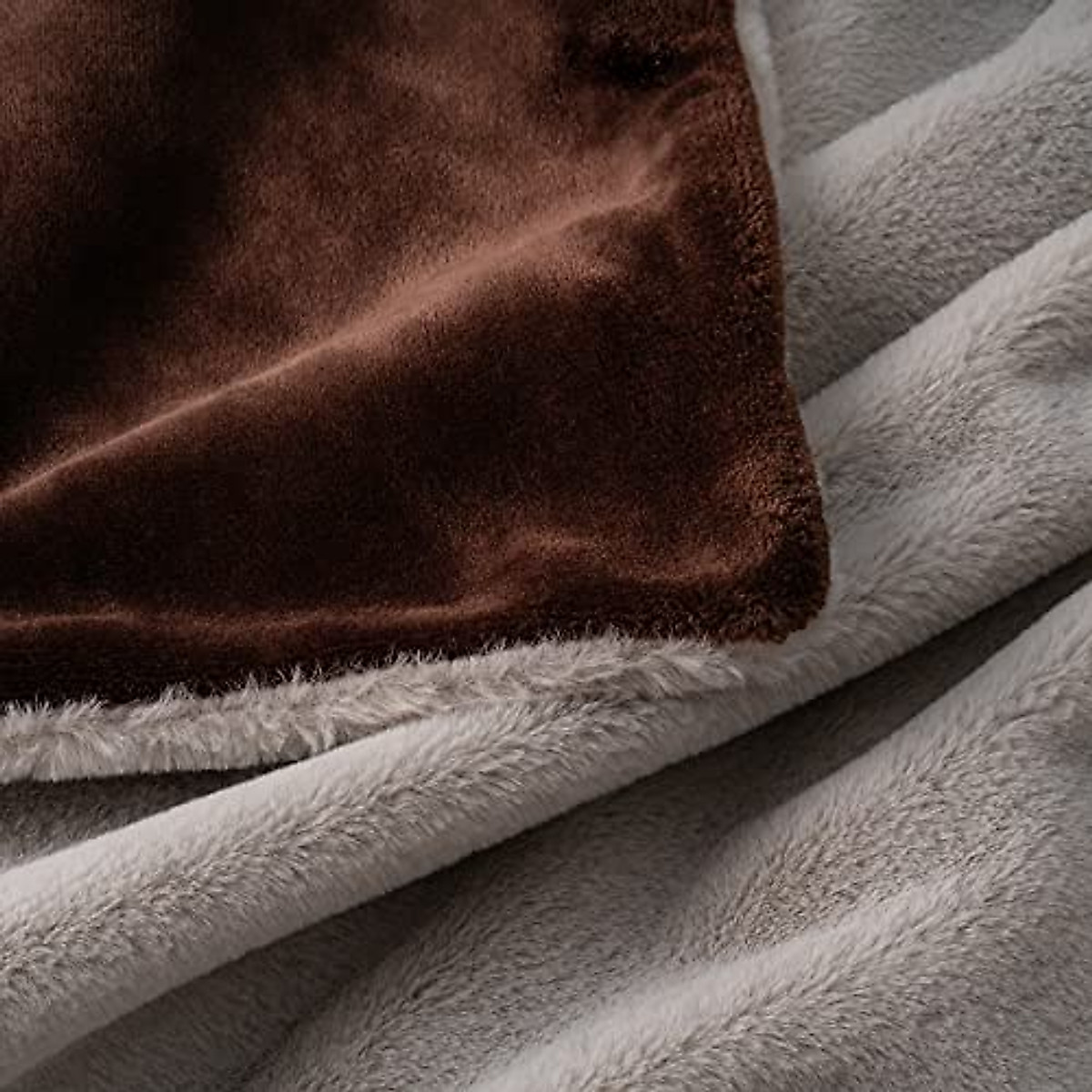 Mellowdy Faux Rabbit Fur Throw Blanket (Dark Brown, 50x60) - Plush, Luxury, Silky, Fluffy Throw for Couch, Sofa, Bed, Loveseat, Home Décor