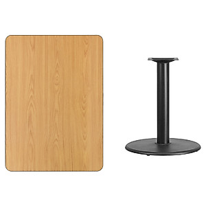 Flash Furniture 30'' x 42'' Rectangular Black Laminate Table Top with 24'' Round Table Height Base