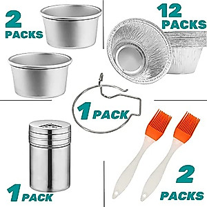 SURWUKA Grease Tray for Gas Grill, Grease Cup with Clip for Char-Broil/Kenmore Grills and Other Char Griller, Grease Bucket with Disposable Foil Liners, BBQ Brush and Spice Jars Set (18 Pack)