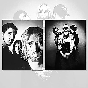 pictures Nirvana Poster - 6 pcs 8 x 10 inches frameless music retro rock home decor band living room aesthetic decor-Aesthetics Male Female Fans, White