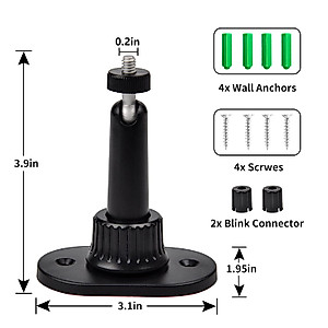 2 Pack Strong Adhesive Wall Mount for All-New Blink Outdoor 4 (4th Gen) & (3rd Gen), Blink XT / XT2, Blink Mini,2 Ways Installation Stick On or Screws,No Drilling(Camera not Included)