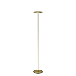Brightech Sky Flux Dimmable LED Floor Lamp – Super Bright Floor Lamp for Living Room and Offices – Torchiere Standing Lamp with 3 Light Options, Tall Lamp for Bedroom Reading and More - Brass