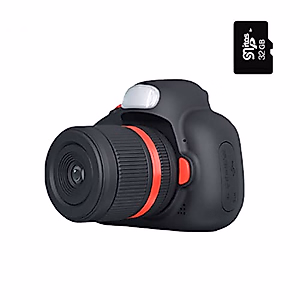 QSYY Children's Digital Camera, Birthday Gifts for Girls and Boys, 2.4-Inch IPS Screen, 32 Million Pixels, Camera with LED Flash, Including 32G Memory Card,Black