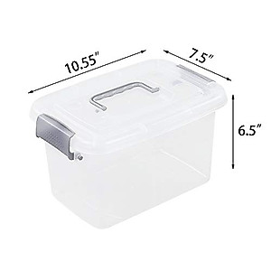 Saedy 5 Quart Latching Box, Great Funtionality Plastic Storage Bin with Lid (6 Packs)