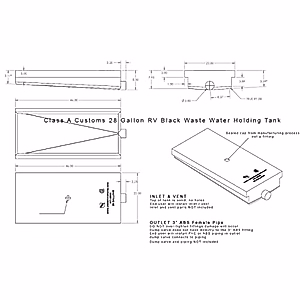 Class A Customs 28 Gallon RV Waste Black Water Holding Tank WT-2800