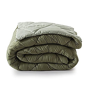 NexHome Queen Comforter Set - Olive Green Comforter Queen Size Bedding Set - Soft Reversible Down Alternative Full Size Comforter Bed Set 3 Pieces 1 Comforter (88"x88") + 2 Pillow Shams (20"x26")