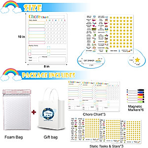 3Pcs Magnetic Chore Chart for Multiple Kids & Adults,Reward Chart Good Behavior Chart for Kids,Dry Erase Responsibility Charts for Toddlers, with Tasks & 6 Markers for Fridge School Home Supplies