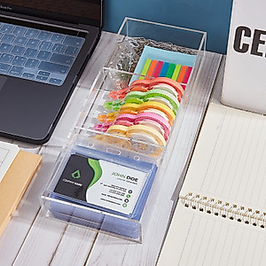 Juexica 2 Pcs Desk Drawer Organizer 3 Section Clear Acrylic Makeup Drawer Organizer Tray with Divided Inserts Trays Sectioned Organizer Bins Tray Drawers Storage for Bathroom Kitchen Office